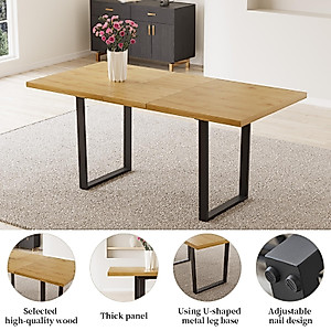 ZckyCine Dining Table Set for 6-8 People Kitchen Dining Room Table Set Extendable Wood Dining Table and 6 Upholstered Chairs, Home Kitchen Furniture