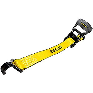 STANLEY S1007 Black/Yellow 1.5" x 16' Ratchet Tie Down Straps - 1,100 lb Safe Working Load / 3,300 lb Break Strength, 2 Pack