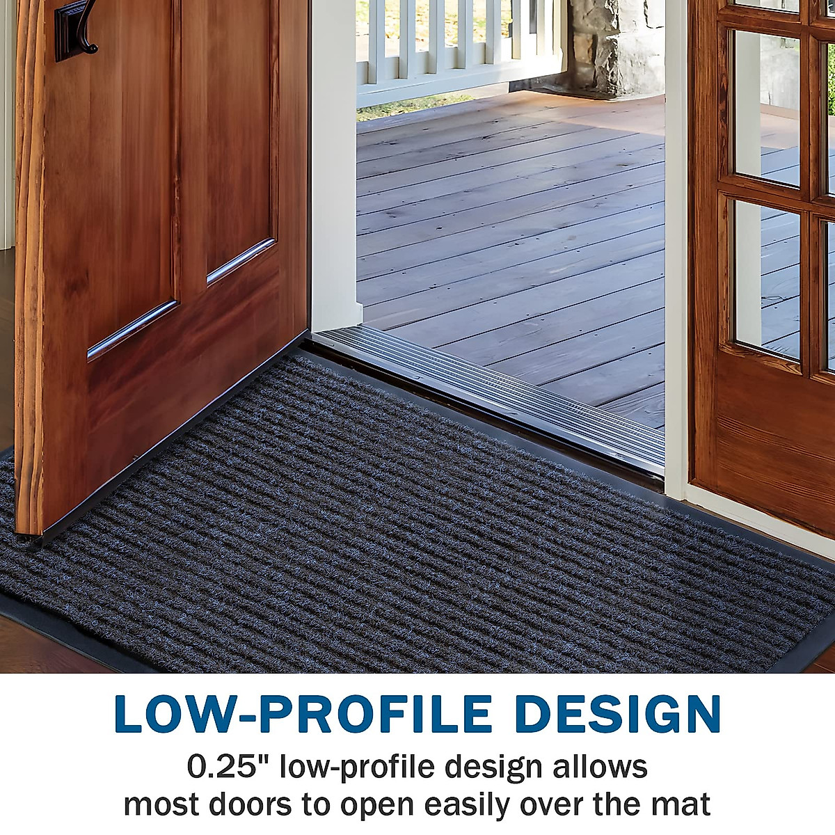 BAGAIL BASICS Door Mat 2-Pack, Doormat Entryway Mats Front Porch Doormats, Non-Slip Dirt-Resistant Entrance Mat, Easy Clean and Durable - 30 x 17 inches, Steel Gray