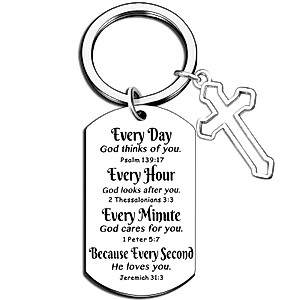 Christian Gifts for Women Men Cross Christian Keychain Accessories for Women Men Faith Religious Baptism Gifts for Friends Pastor Catholic Bible Verse keychain for Easter Birthday Gifts for Women