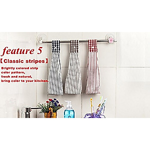 Vimeet 2 Pcs Kitchen Cotton Classical Striped Towel/Absorbent Towel/Hanging Towel/Hand Towel,Red Stripes