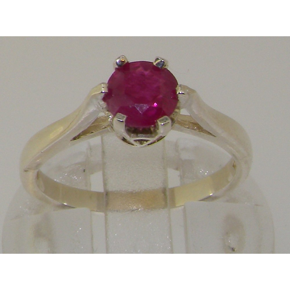 925 Sterling Silver Natural Ruby Womens Solitaire Ring - Sizes 4 to 12 Available