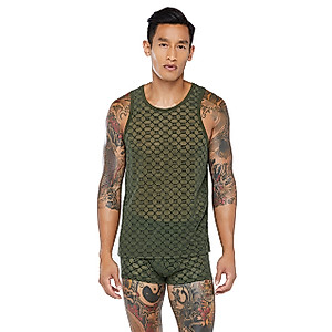 Savage X, Men's Flocked Monogram Tank, Deep Forest Green, L