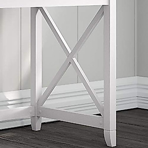 Bush Furniture Key West Computer Desk with Keyboard Tray and Storage, 54W, Pure White Oak