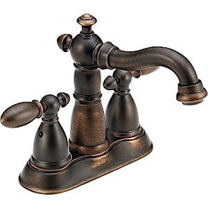 Delta Faucet Victorian Bronze Bathroom Faucet, Centerset Bathroom Faucet, Diamond Seal Technology, Metal Drain Assembly, Venetian Bronze 2555-RBMPU-DST