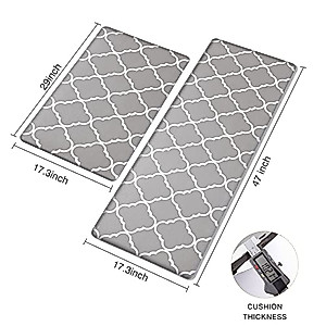 Kitchen Mats for Floor [2 PCS] Cushioned Anti-Fatigue Kitchen Rug, Non Slip Waterproof Kitchen Mats and Rugs PVC Ergonomic Comfort Standing Foam Mat for Kitchen, Floor, Office, Sink, Laundry