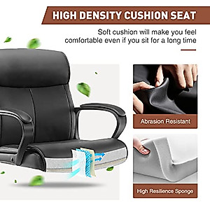 Mid-Back Office Computer Desk Chair with Armrests, Adjustable Height, 360-Degree Swivel, Lumbar Support, PU Leather, Black