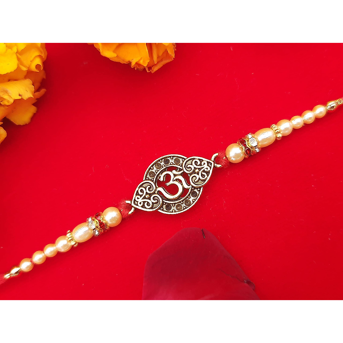 Palak Global Rakhi Bracelet for brother, Unique Design Rakhi for Brother, Bhabhi, Sister, Father and celebration with Family, Raksha Bandhan holy Rakhi. (Rakhi Design Om and Bro, Set of 2, Small)