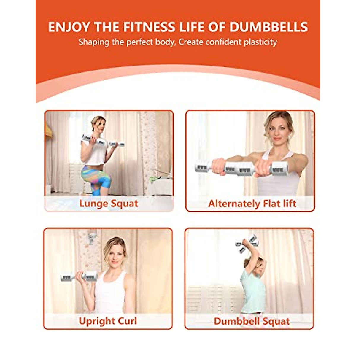 TRAKMAXI Adjustable Dumbbell Set of 2, Hand Weights Sets for Women, Fast Adjust Dumbbell Weight,6 In 1 Free Weights Barbells For Women Men Home Gym Workout Exercise Strength Training(5lbs each/10lbs Pair)