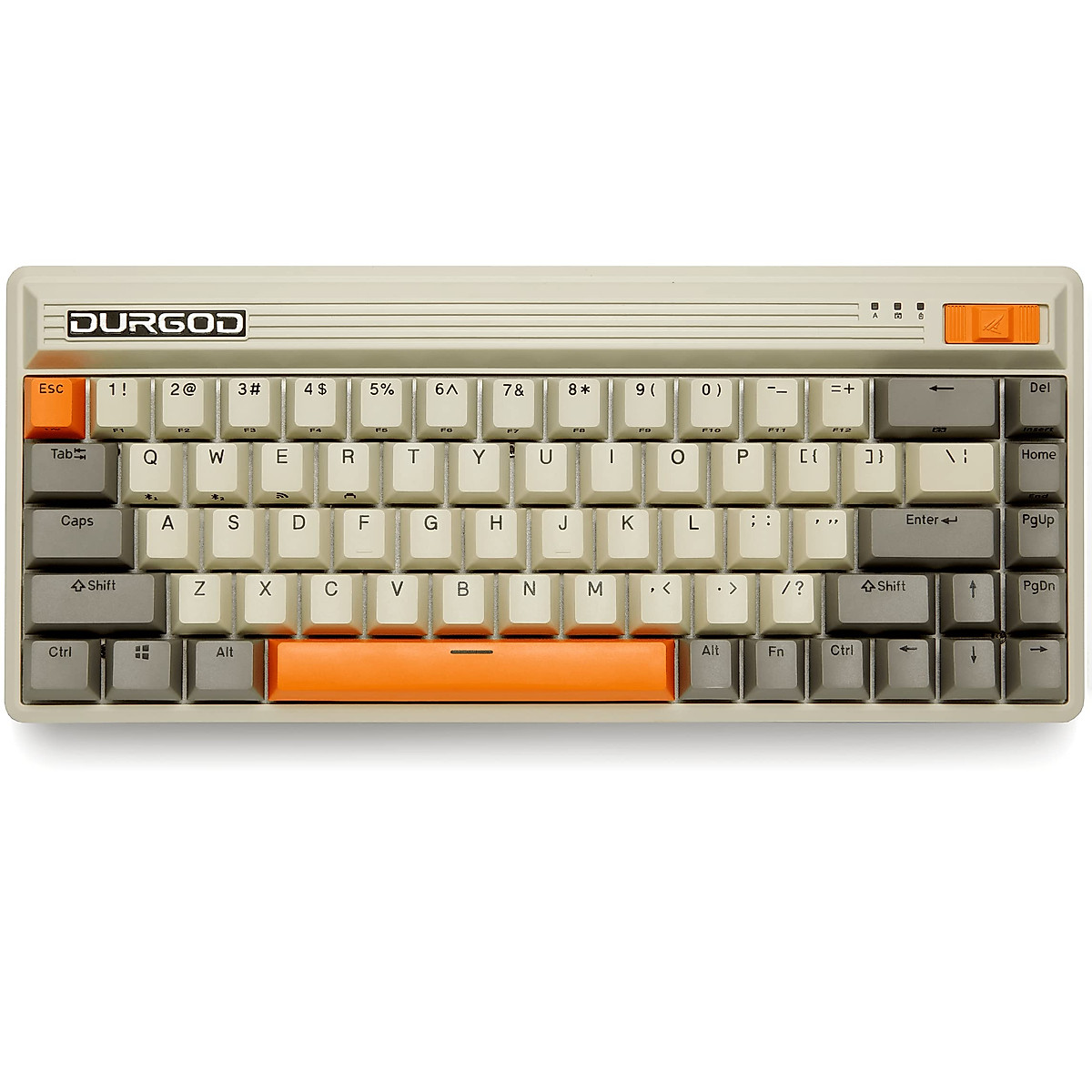 DURGOD Fusion Mechanical Retro Keyboard | 65% Layout | Wireless 2.4 GHz, Bluetooth 5.0, USB C | Doubleshot PBT | Up to 40 Days Battery Life | Windows, Android, iOS (Cherry MX Brown, Original)