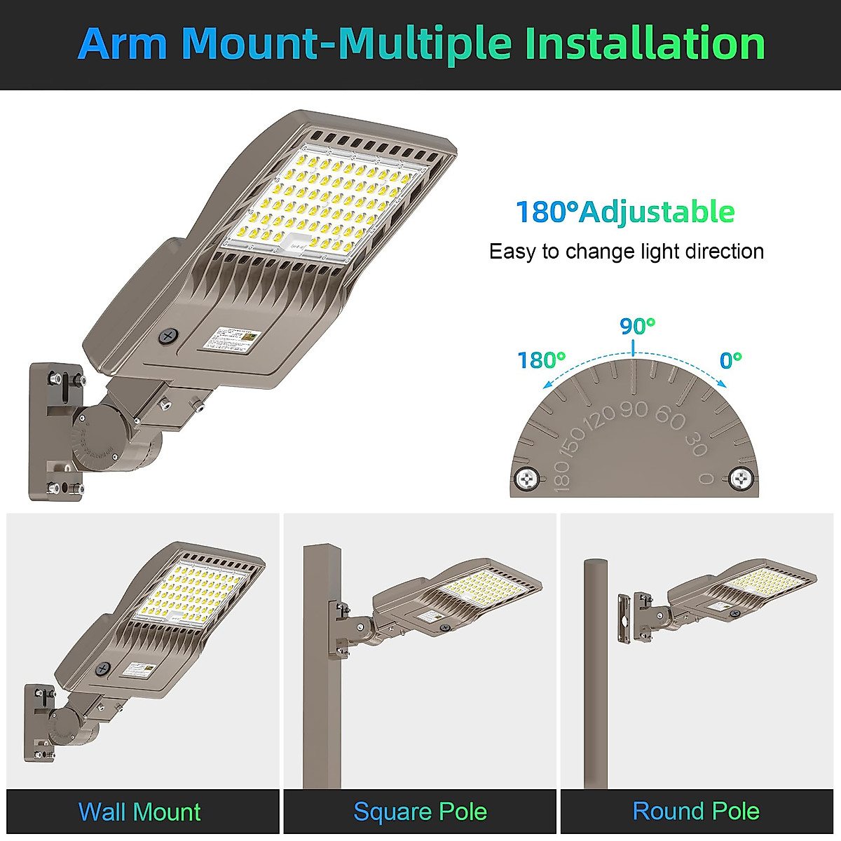 200W LED Parking Lot Light 28000LM with Arm Mount UL DLC Listed, 5000K Shoebox Pole Light AC100-277V, IP65 Waterproof Commercial Street Area Lighting for Driveway/Roadway/Yard, Replace 800W HID HPS