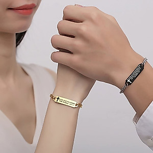 AOAMID Bible Verse Bracelet-Stainless Steel Faith Christian Bracelet for Women, Mantra Quotes Christian Gifts for Her (Silver,Be still and know that I am God. Psalm 46:10)