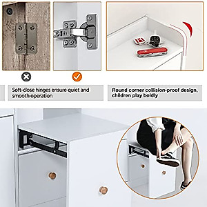 DEYAOPUPU Shoe Cabinet with 3 Flip Drawers & 1 Hidden Seat,Freestanding Shoe Rack,Shoe Storage Organizer for Entryway, Storage Organizer for Pumps,Slippers,Boots