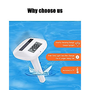 Solar Digital Pool Thermometer Floating Easy Read Large Display LCD Screen Solar Powered No Batteries Needed Fahrenheit Celsius 150C