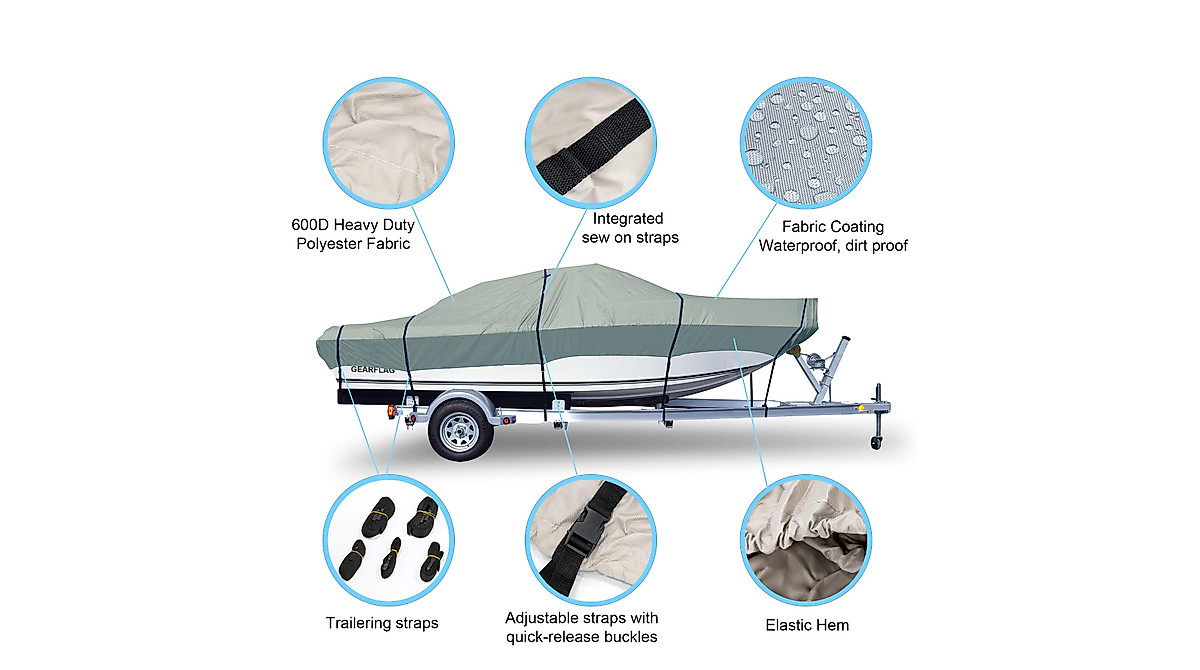 GEARFLAG Heavy Duty Boat Cover - Waterproof & UV Resistant