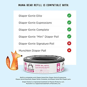 Amazon Brand - Mama Bear Blossoms Scented Diaper Pail Refills for Diaper Genie Pails, 1080 Count (4 Packs of 270 Count)