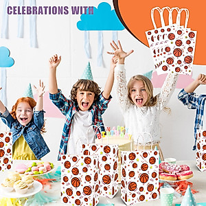 Shindel 16PCS Basketball Goodie Bags, Party Favor Bags with Handles Paper Bags for Gift Weddings Sports Themed Party 5.5" x 2.8" x 8"