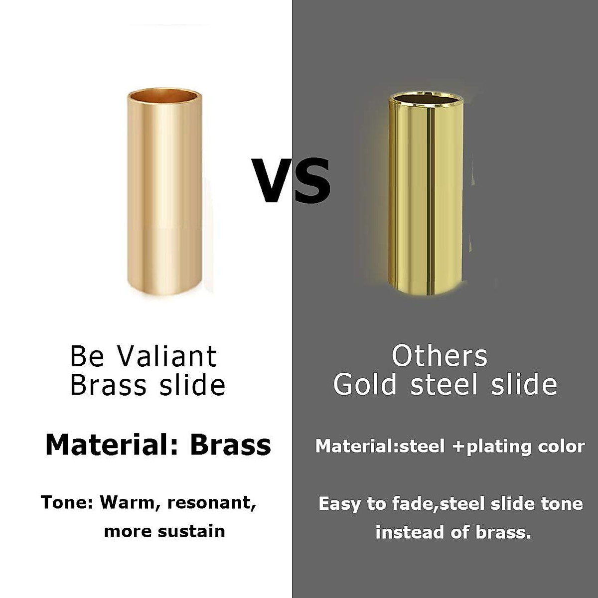 Guitar Slide, Set of 1 Glass Slide, 1 Steel Slide and 1 Brass Guitar Slide, Bonus 6 Pcs Guitar Picks, and 4 Finger Picks