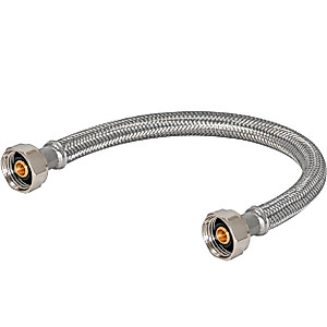 Eastman 12 Inch Steel-Flex Faucet Connector, 1/2 Inch FIP x 1/2 Inch FIP, Braided Stainless Steel Faucet Supply Line, 48015