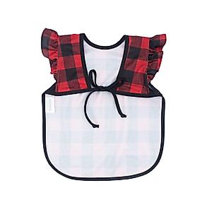 BapronBaby Flutter Red Buffalo Plaid Bapron - No Neck Tie Safer Bib for Baby & Toddler - Soft Waterproof Stain Resistant - Machine Washable - Sz Baby/Toddler 6m-3T