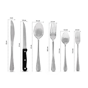 24 Piece Flatware Set Stainless Steel Flatware Set Fork Spoon Knife Steak Knife Cutlery Set for 4 People Dishwasher Safe (24 Pieces)