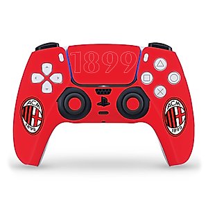 Head Case Designs Officially Licensed AC Milan 1899 Black Logo Art Vinyl Faceplate Sticker Gaming Skin Decal Cover Compatible with Sony PlayStation 5 PS5 DualSense Controller