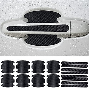BeautyChen 16PCS Car Door Handle Protector Black Car Handle Cover Car Door Handle Cup Sticker Cover Carbon Fiber Anti-Scratches Protective Films