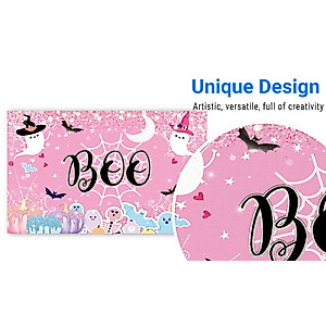 Funnytree Pastel Halloween Backdrop Pink Ghost Girls Birthday Party Background Boo Theme Hallowmas Banner Cute Spooky Bat Pumpkin Decoration Supplies Photo Booth Prop