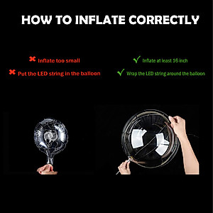 ComboJoy 20 Pack Led Balloons Light Up with Warm White Lights | 24 Pcs 20inch Transparent Balloons and 20 Pcs Led Lights | Perfect Supply for Wedding, Birthday Party, Glow Stick Party