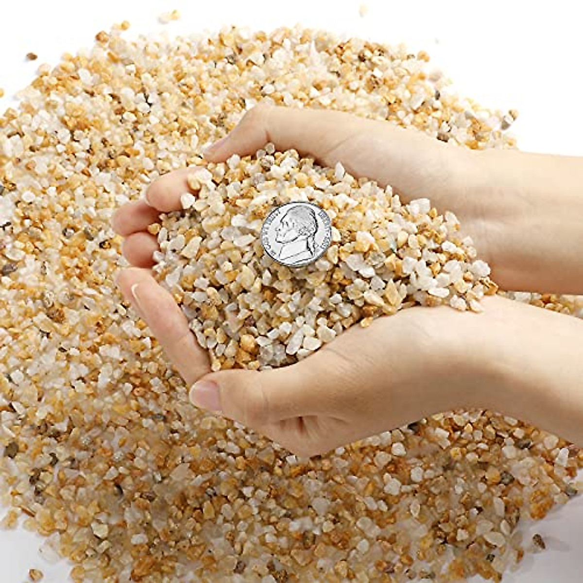 Boniosz Coarse Golden Sand Stones, 2.5lb Succulent and Cactus Bonsai Rocks Small Decorative Pebbles for Terrariums, Fairy Gardening, Top Dressing, and Houseplants