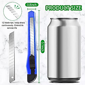 TIFICAL 12 PCS Box Cutter, Utility Knife 9mm Wide Snap-Off Blades, Box Cutter Retractable for Cutting Cardboard Boxes, Compact Box Knife, Box Opener, Exacto Knife for Home, Office, Craft, DIY, Hobby