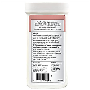 Four Paws Dog and Cat Ear Wipes, 25 count