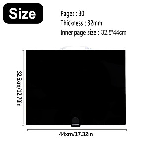 A3 Diamond Painting Storage Book, Diamond Art Portfolio Folder with 30 Pags Clear Pocket Slevees Protectors, A3 Storage Book with Handle, Large Artwork Report Sheet Letter Poster Storage Bag (Black)