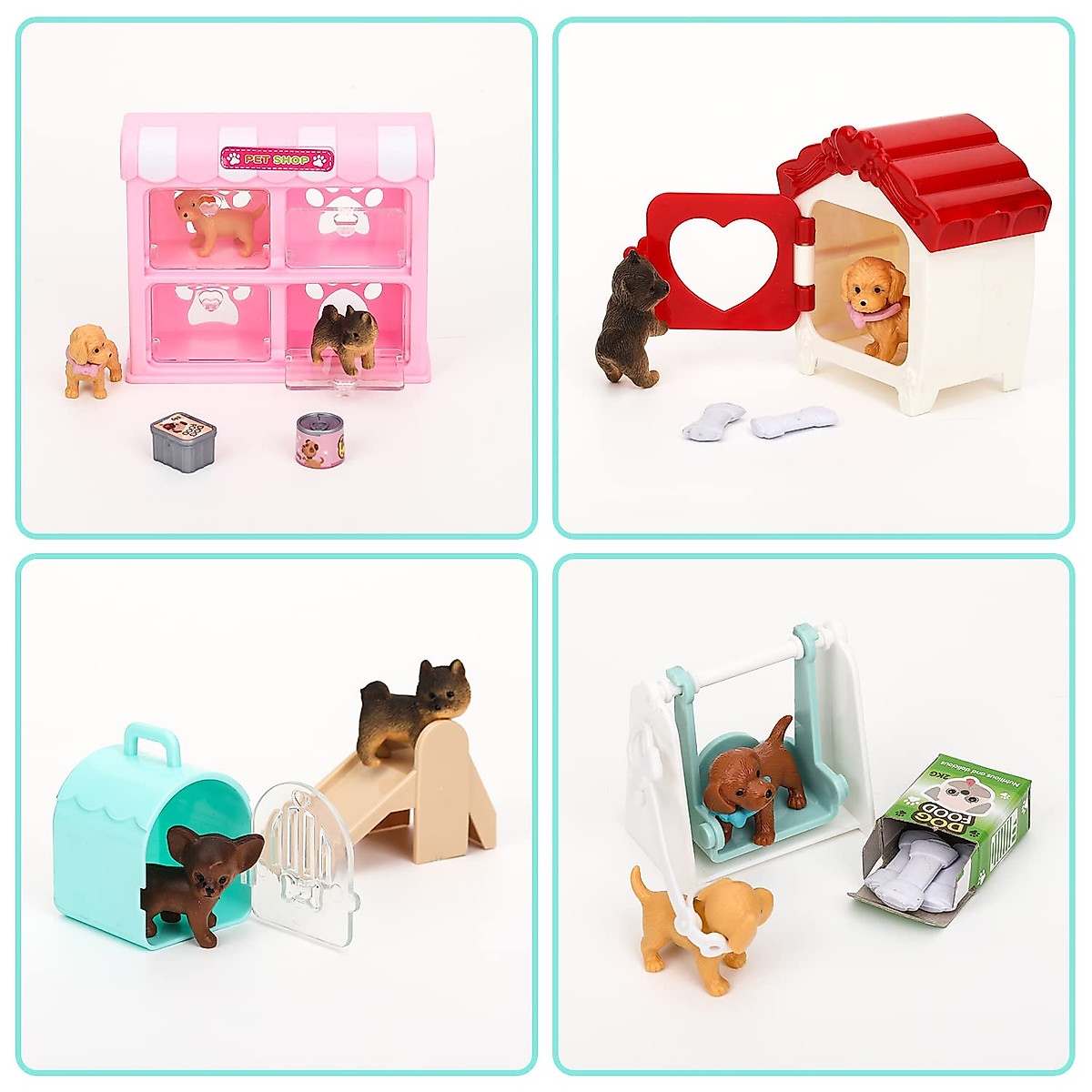 TQQFUN 32 PCS Dog Figures Pet Pretend Play Toys Educational Toy for Girls and Boys, Pet Pretend Play Toys, Realistic Detailed Pet Care Center Play Set, Puppy Toys for Boys and Gilrs.