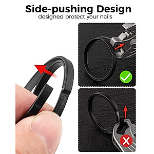TISUR Key Ring, Titanium Side-Pushing Designed Small Key Chain Rings,Split Rings Keyrings for Men Woman