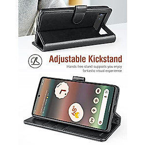 OCASE Compatible with Google Pixel 6A Wallet Case, PU Leather Flip Folio Case with Card Holders RFID Blocking Kickstand [Shockproof TPU Inner Shell] Phone Cover 6.1 Inch 2022 (Black)