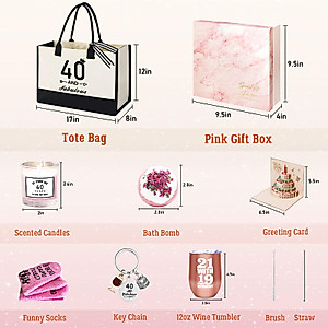 40th Birthday Gifts for Women, Happy 1984 Birthday Gifts for Womens Mom Girls Best Friends, Funny 40 Year Old Gift Basket Box from Mothers Daughter Sister Her, Unique Fabulous Bag Wine Bday Gift Ideas
