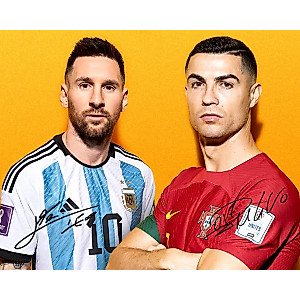Ikonic Fotohaus Lionel Messi Cristiano Ronaldo Argentina Portugal Soccer Goats Signed Photo Autograph Print Wall Art Home Decor