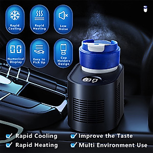 Smart Electric Cup Warmer and Cooler with Temperature Control for Car, Home, and Travel，12/24V Coffee Tea Drinks Mug Heating & Cooling 2IN1 with LED Display for Water,Milk,Beer,Drinks