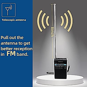 Retekess PR15 Pocket NOAA Weather Radio, AM FM Emergency Weather Radio Portable, Little Transistor Radio Powered by AAA Battery for Walking, Camping (Silver Black)