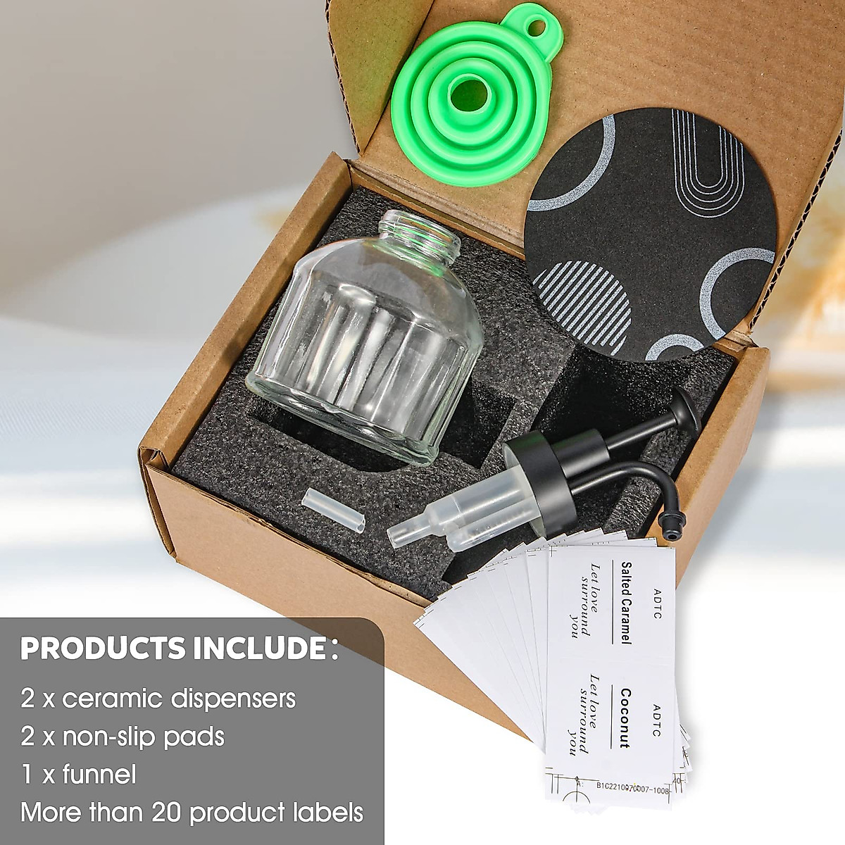 ADTC Coffee syrup dispenser,Syrup dispenser,Glass syrup bottle with pump,Concentrated juice glass bottle,Olive oil bottle,coffee bar,home bar,6.7 oz,Black