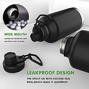 Fishot 64 oz Insulated Water Bottle bundled with 32 oz Stainless Steel Water Bottle