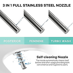 VOVO VB-4000SE Electric Smart Bidet Toilet Seat with Dryer, Heated Toilet Seat, Warm Water, Deodorization, LED, Full Stainless-steel Nozzle - White, Elongated