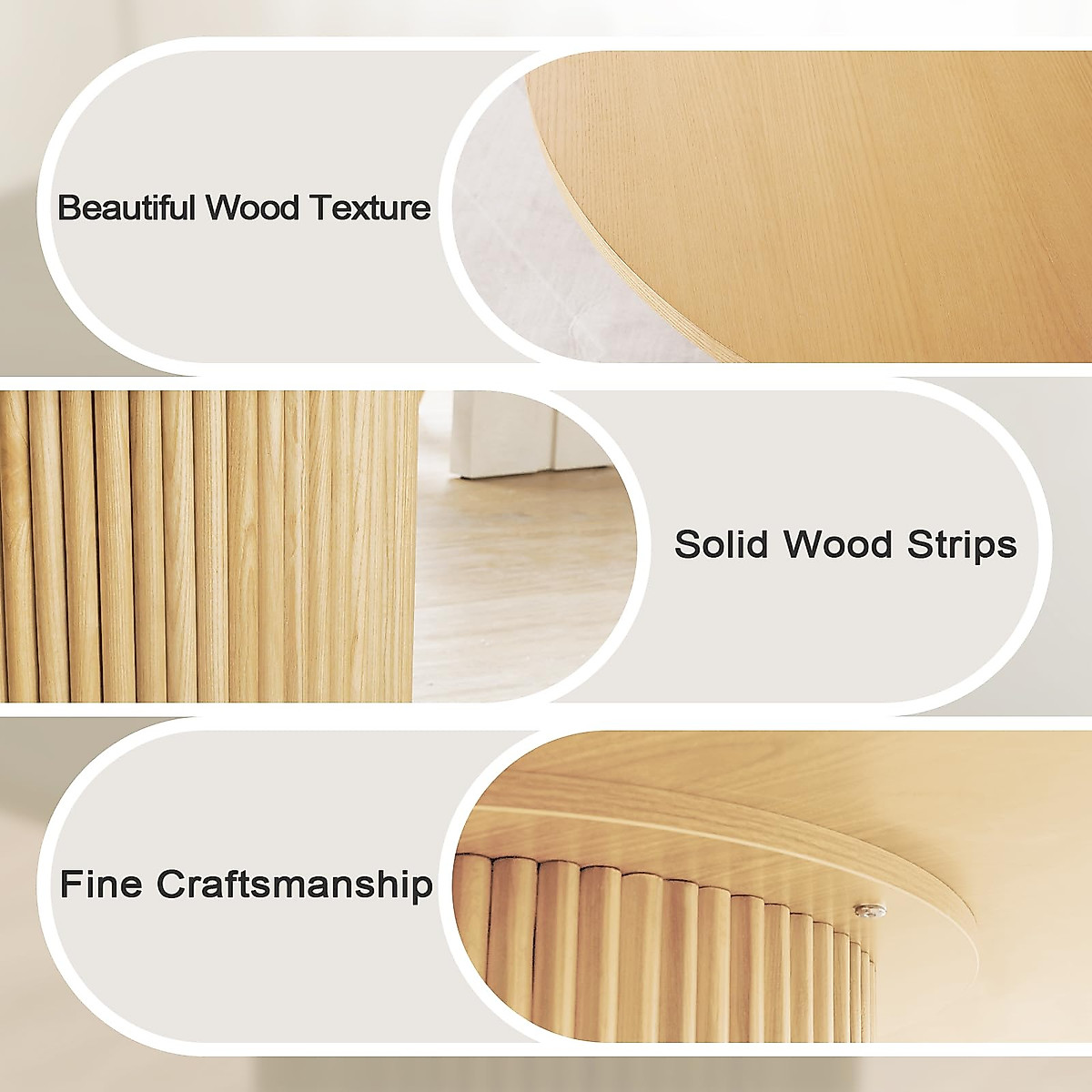 SIMTONAL Round Dining Table Wood Kitchen Table 40'' Circular Tabletop for Leisure Coffee Table, 40''L x 40''W x 29.9''H