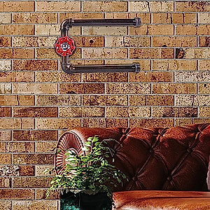 MENZOM Industrial Vintage Wall Mount Towel Rack - Industrial Tubular Paper Towel Rack, Heavy Duty Rustic Iron Pipe Design, Matte Black, with Hardware, for Bath Towels Towels(G)