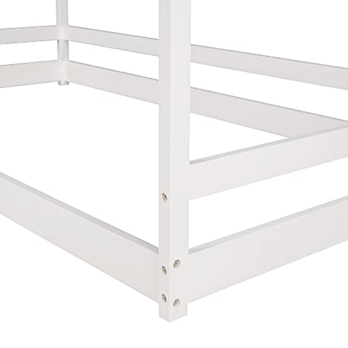 Merax Twin Size House Bed Wood Bed with Roof, Can be Decorated for Girls, Boys, Children House Bed Wooden Floor Bed, White