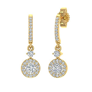 0.30 Carat Diamond Drop Dangling Earrings in 10K Yellow Gold