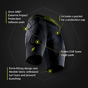 Storelli BodyShield Unisex Goalkeeper Sliders 2.0, High-Impact Protection, Sweat-Wicking, UV-Resistant Athletic Undershorts for Soccer & Heavy-Duty Sports | Black | Medium