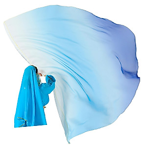 Wuchieal Porphetic Praise Dance Worship Flex Flags, radius 55&quot; x 74&quot; semicircle Dance Ministry Streamer (6#WHITE-BLUE-BLUE)