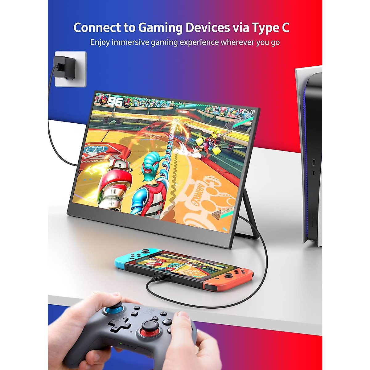 Portable Monitor 15.6, UPERFECT 2022 Portable Computer Monitor, FHD 1080P HDR Frameless Ultra-Slim Lightweight Gaming Screen with Foldable Kickstand, VESA, Mini HDMI 2 USB C for Switch Laptop PS4 Xbox